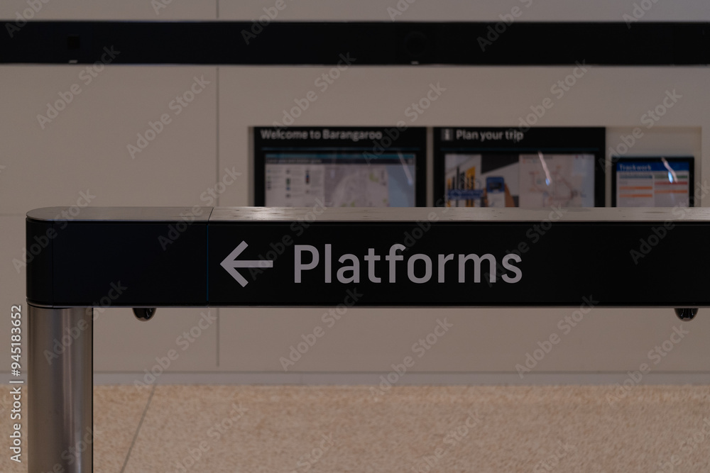 Sign in a train station displays important information such as platform ...
