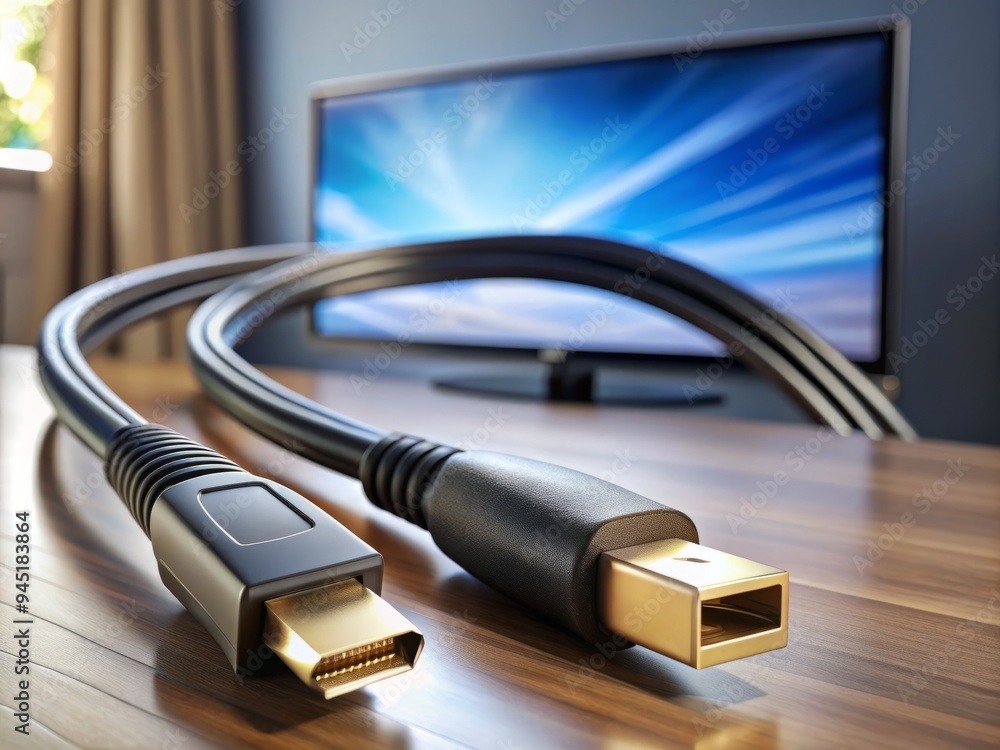 A high-definition multimedia interface cable snakes its way into a ...