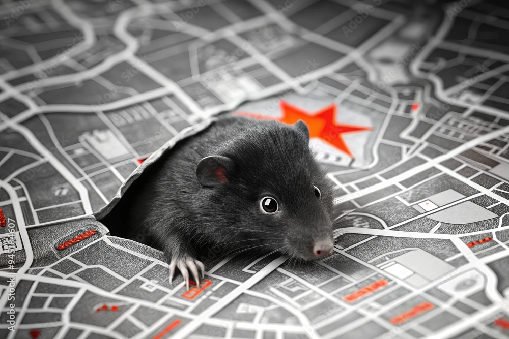 photo image of a cryptic black and white illustration of a mole hiding ...