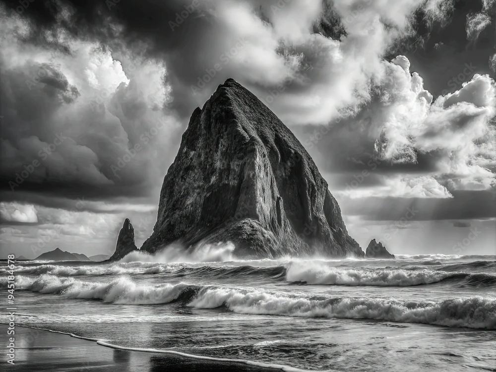 Oregon coast majestic Haystack Rock monolithic towering giant ...