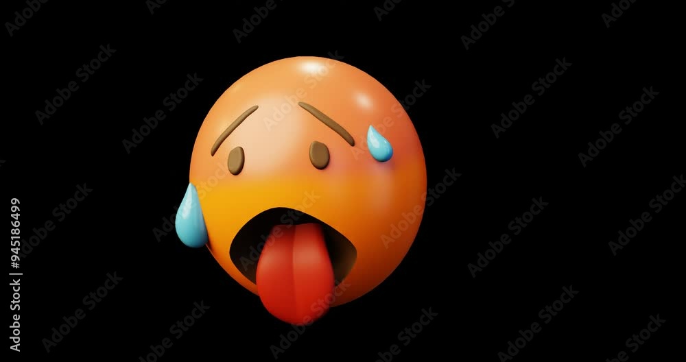 3d Emoticon Overheated Face Yellow Ball Emoticon Emoji or Smiley ...