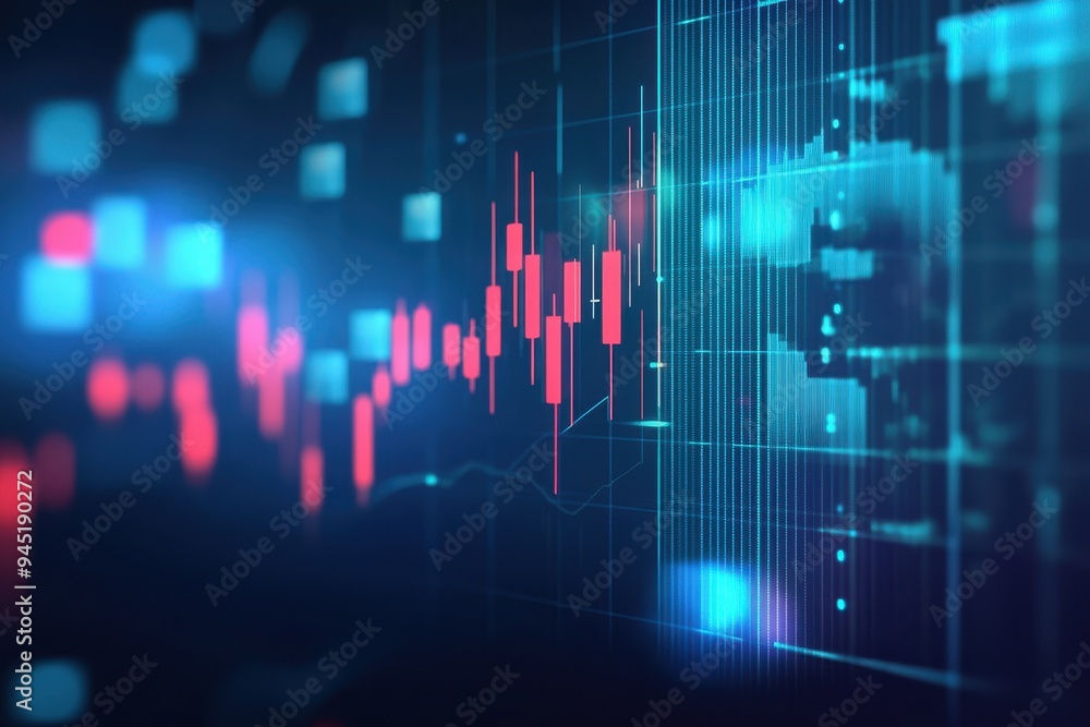 Modern Minimalist Market Trading Screen with Candlestick Chart in Dark ...