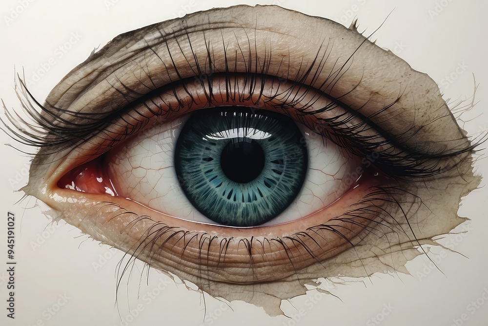 Fierce scary red eyes on a dark textured face. Demonic eyes. Concept of ...