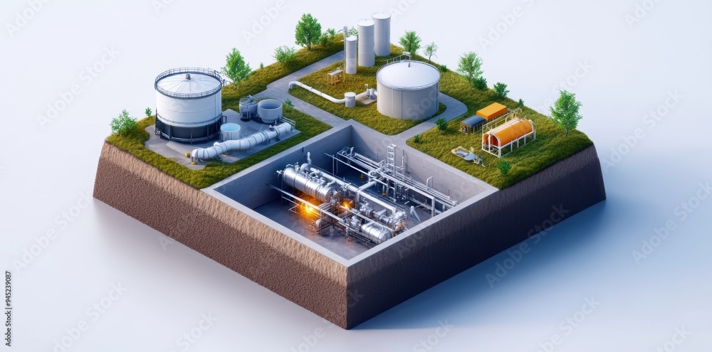 A detailed diagram illustrating a methane gas leak within a biogas ...