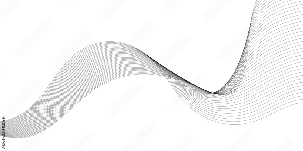 Abstract wavy white and grey curved lines on transparent background ...