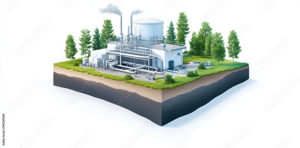 Cross-section diagram of a biogas plant highlighting the methane gas ...