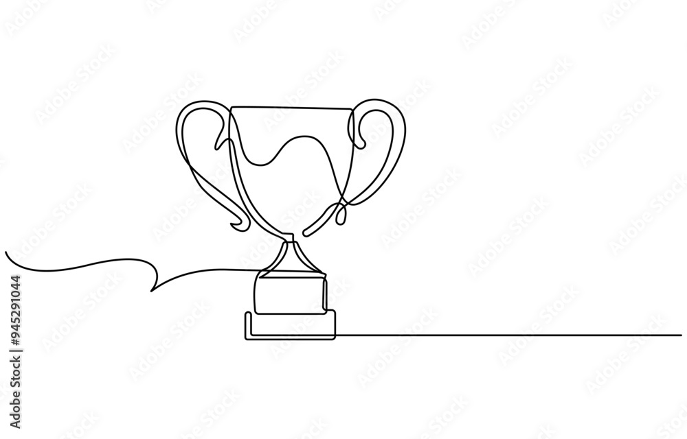Winner Cup Continuous Line Icon, Winner trophy continuous one line icon ...
