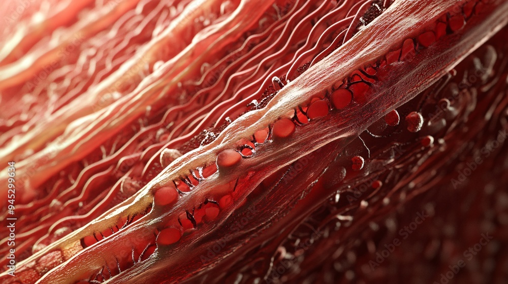 A cross-section of a muscle cell, highlighting the arrangement of ...