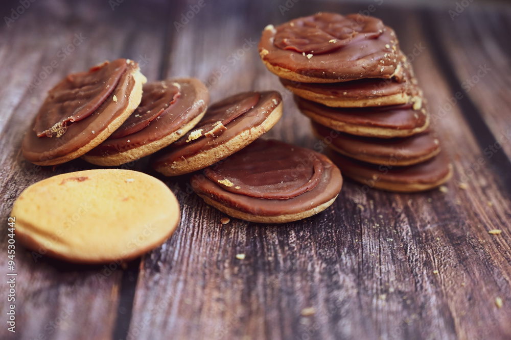Jaffa Cakes. Cookies covered with dark chocolate and filled with orange ...