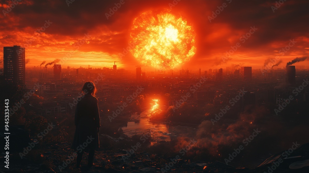 Nuclear bomb is exploding violently smoke exploded into a mushroom ...