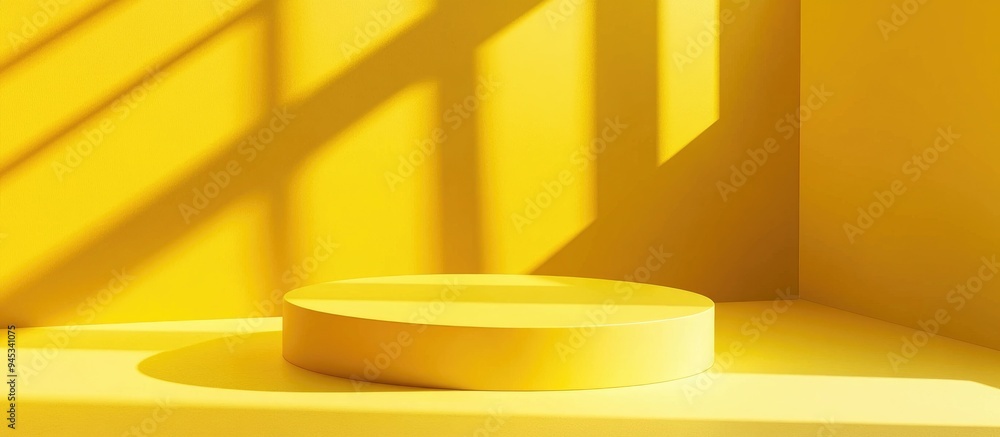 3D Render of an Abstract Yellow Composition Featuring a Round Podium ...