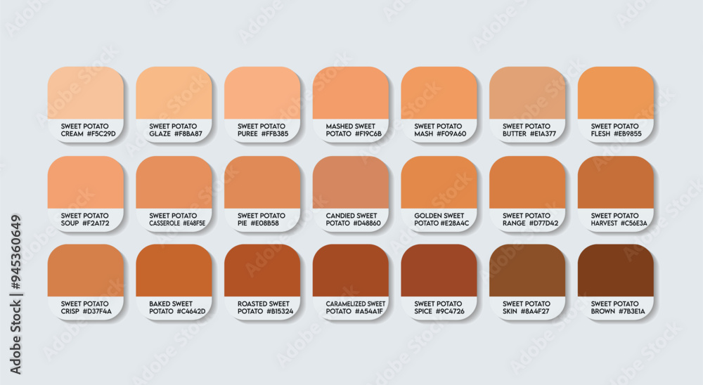 Sweet Potato Color Palette, Sweet Potatoes Color Guide Palette with ...