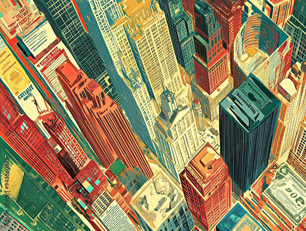 Focused image of a 1960s American economic growth poster, showing ...