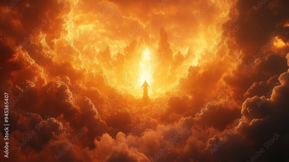 An inspiring scene of the divine throne and Jesus Christ in heaven ...