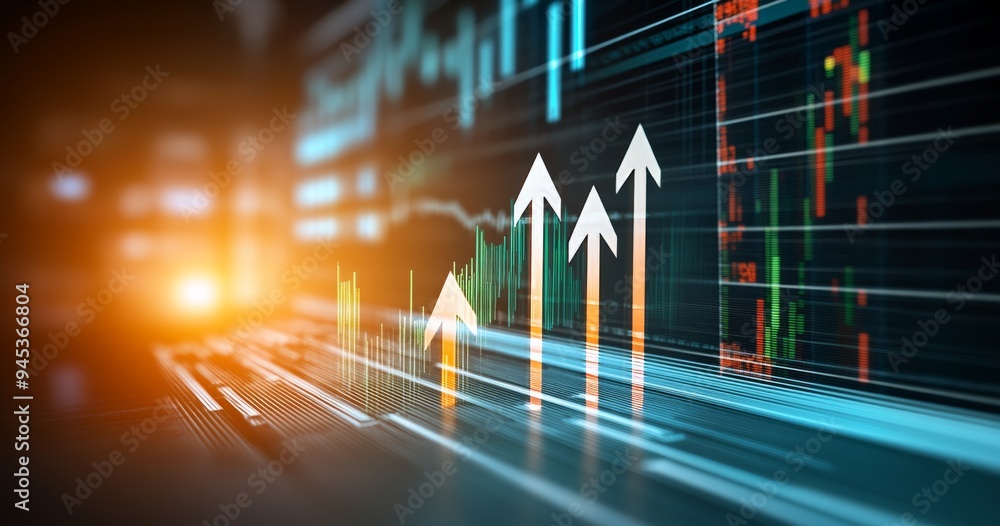 Stock Market Graph with Arrows Pointing Upwards Indicating Upward Trend ...