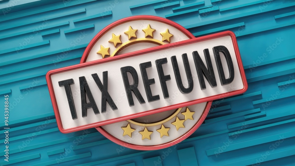 Tax Refund Concept - Payment to Taxpayer for Overpayment, Text Stamp ...