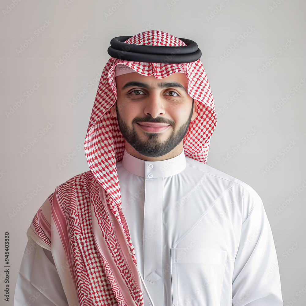 Portrait of Saudi Man in Traditional Attire, Cultural Identity, Middle ...