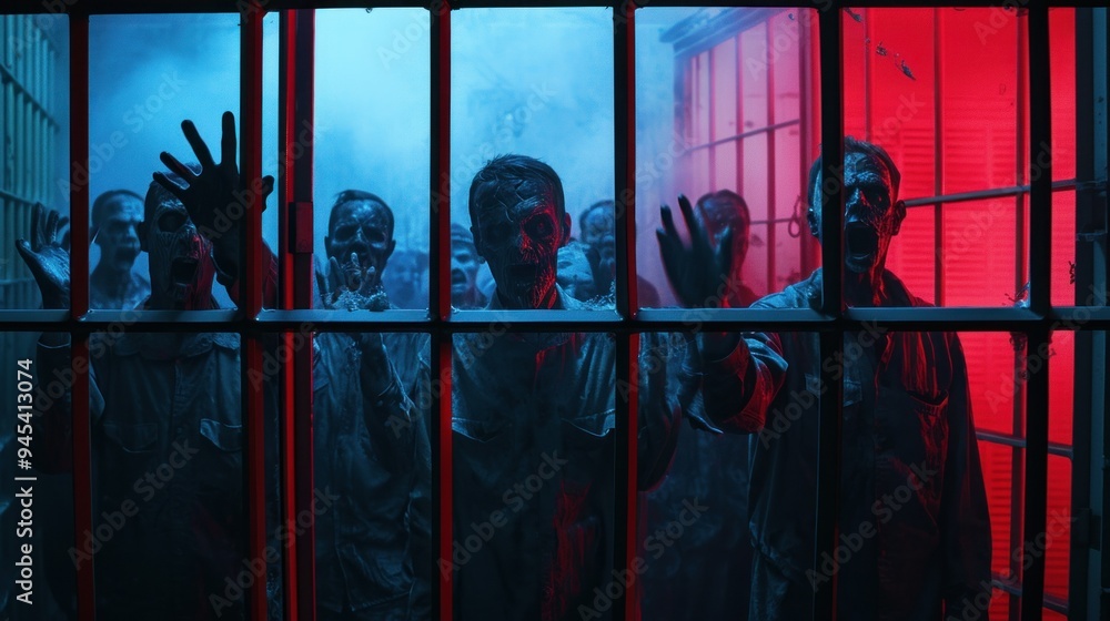 There is a group of zombies that are currently behind bars in a prison ...