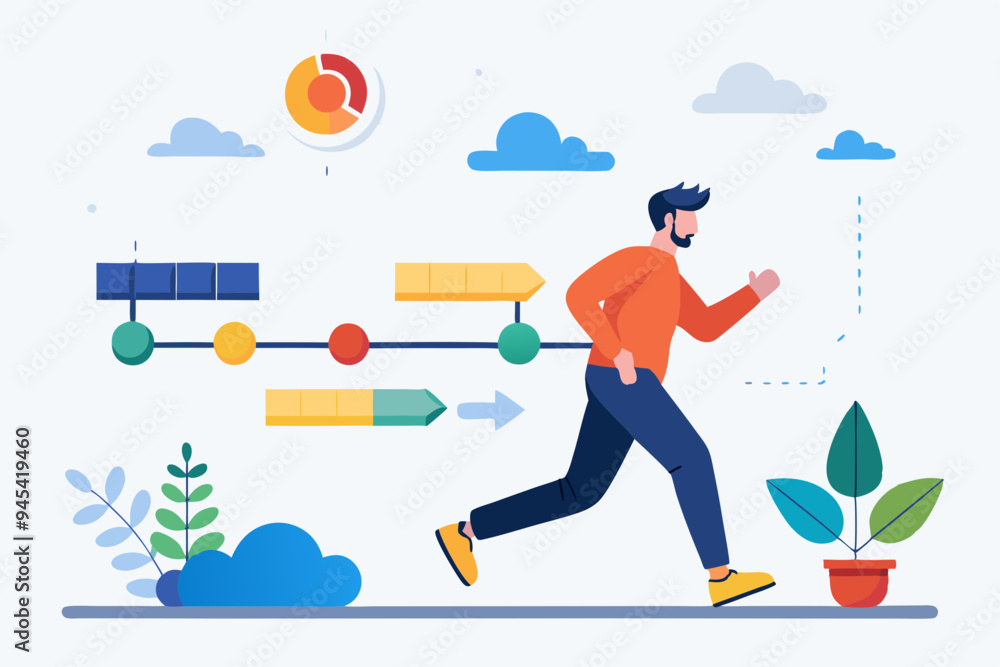 Timeline project planning, work progress milestone or step to success ...