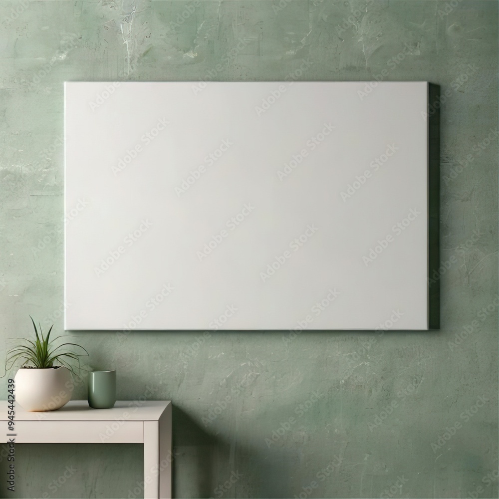 Minimalist interior canvas mockup, a blank canvas against a neutral ...