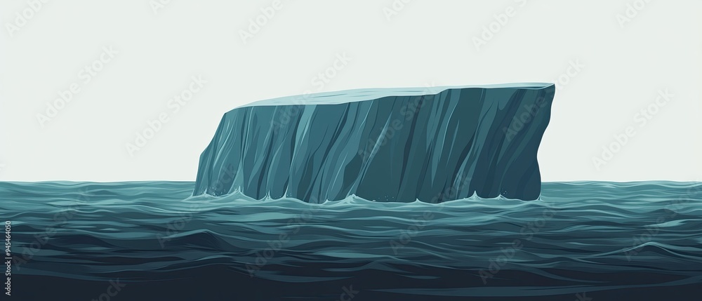 Rising sea levels shown in minimal flat style against a solid grey ...