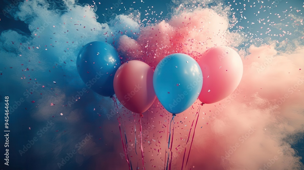 gender reveal spectacle ethereal clouds of pastel blue and pink smoke ...