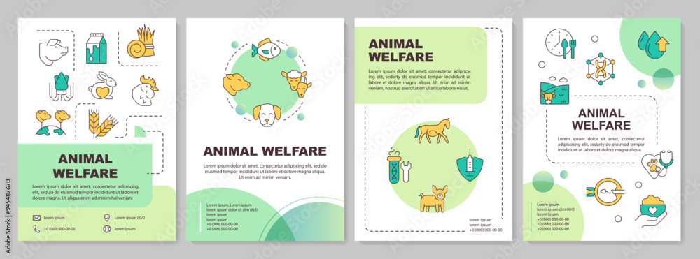 Animal welfare green circle brochure template. Leaflet design with ...