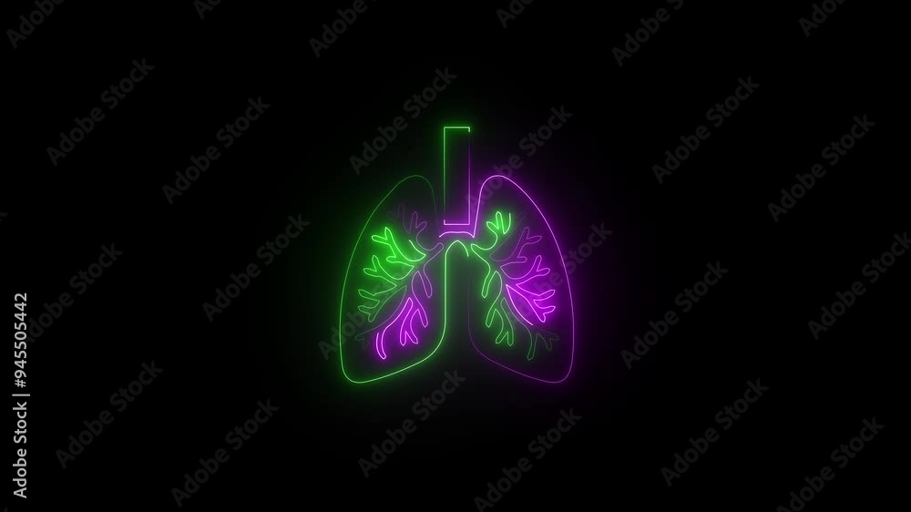 Neon line lung icon. Human respiratory system, lungs, anatomy and ...