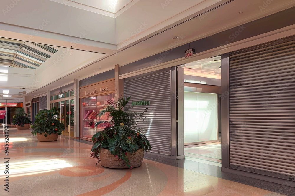 Closed shopping mall stores A set of closed shopping mall stores in a ...