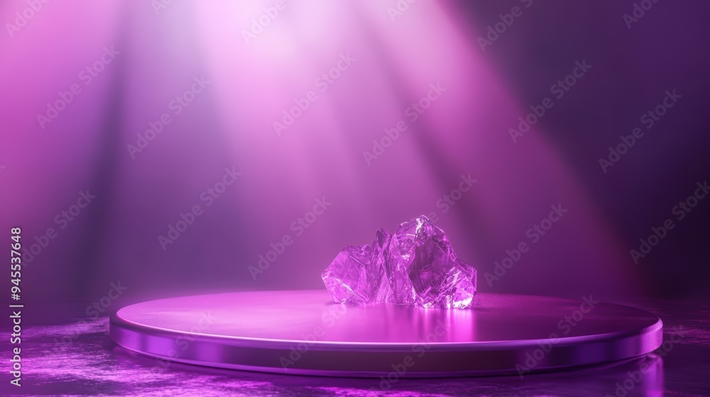Crystal podium with diamond 3D background display, glass jewelry ...