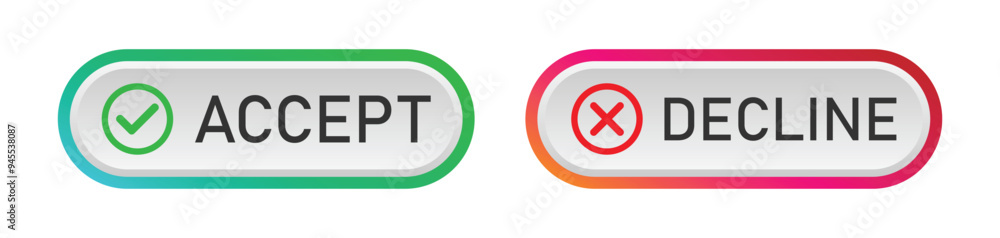 accept and decline button. agree disagree to terms and condition ...