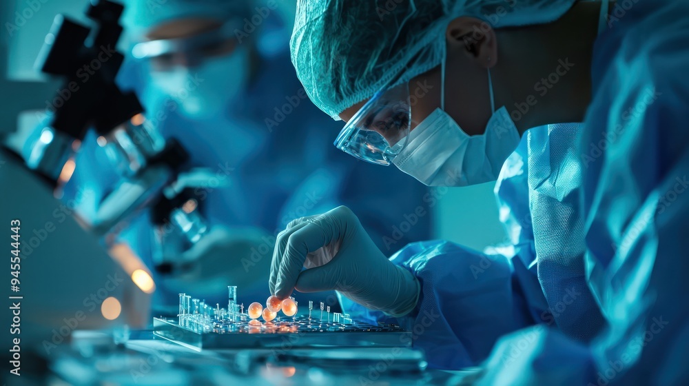 Couple undergoing in vitro fertilization IVF treatment, with the ...