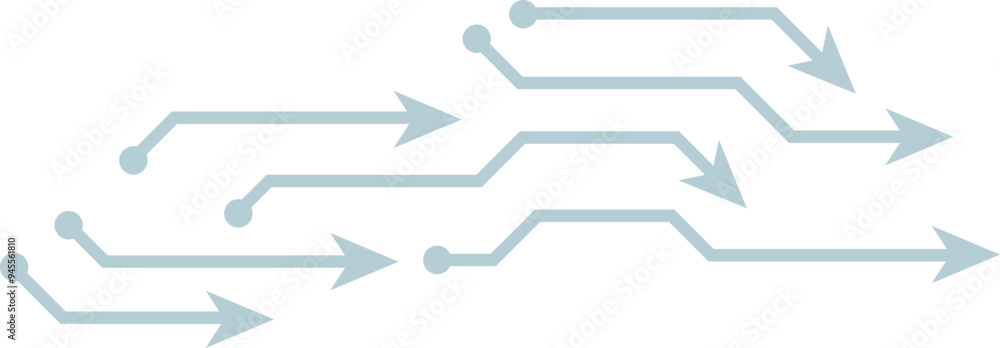 Arrows resembling electronic circuit paths symbolize connectivity and ...