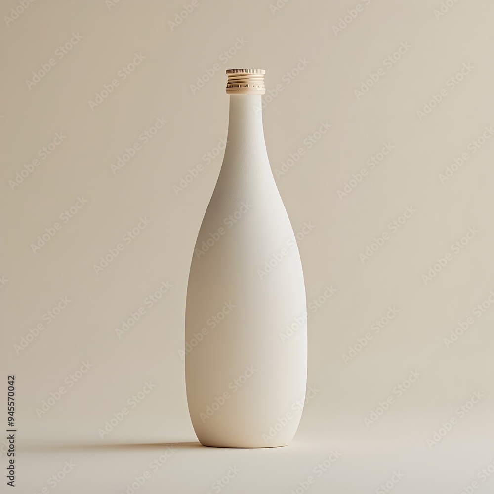 Elegant and traditional sake bottle placed at the center of a ...