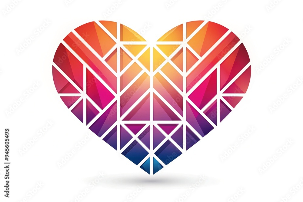 Stylized open heart icon with bold lines and geometric shapes ...