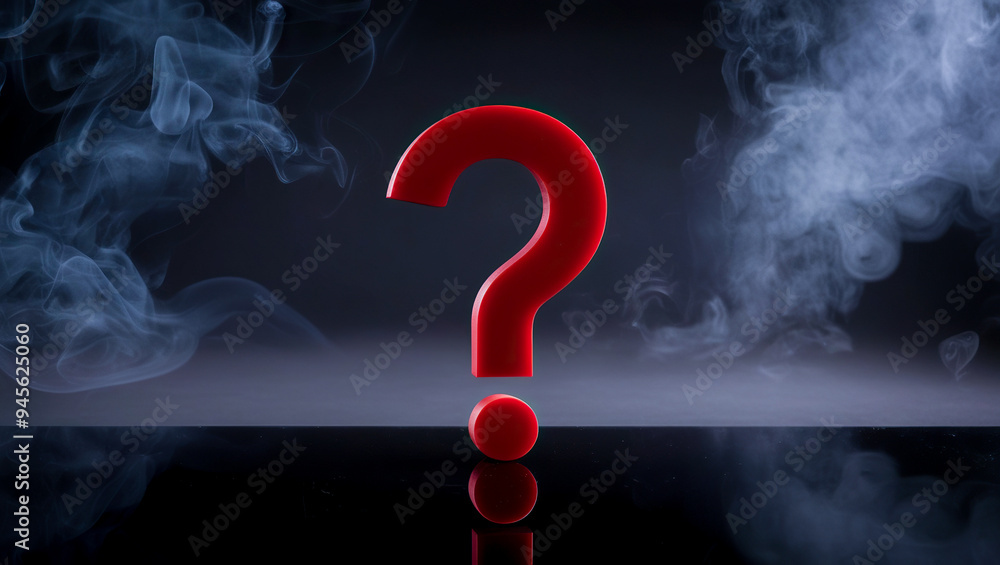 3D rendering of reed question mark isolated on a dark background, Red ...