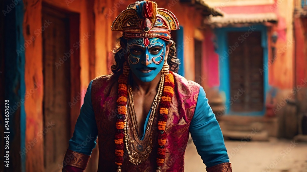 Indian Mythological Mask, Indian Mythology, A man with Indian ...