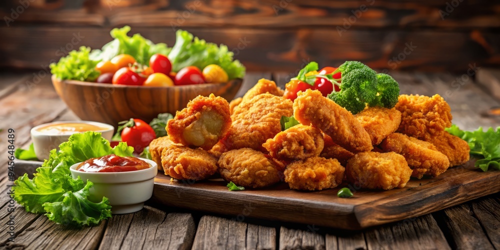 vibrant playful culinary chaos explosion of crispy fried chicken ...