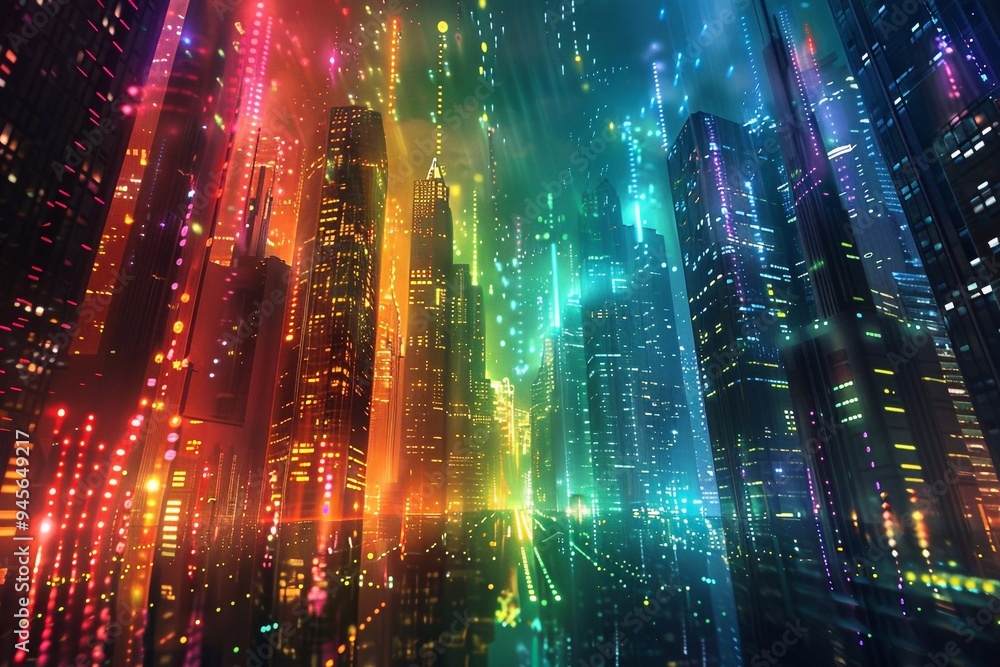 Create a vibrant metropolis where architecture is fully transformed ...