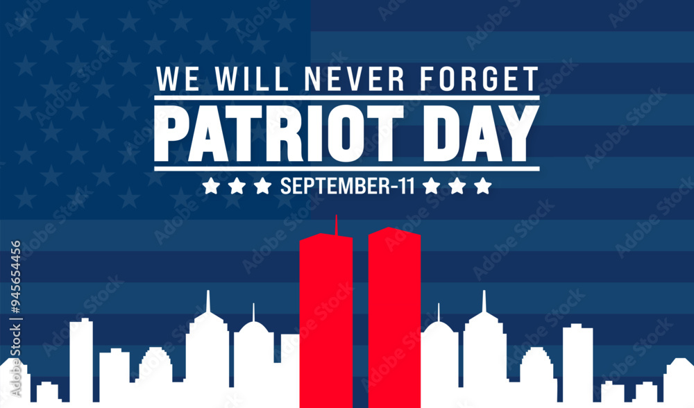 11 September Patriot Day background or banner design template with ...