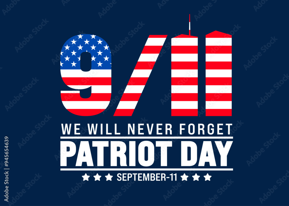 11 September Patriot Day background or banner design template with ...