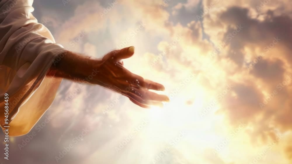 Jesus Christ giving his arm, hand gestures of Jesus dying on the cross ...