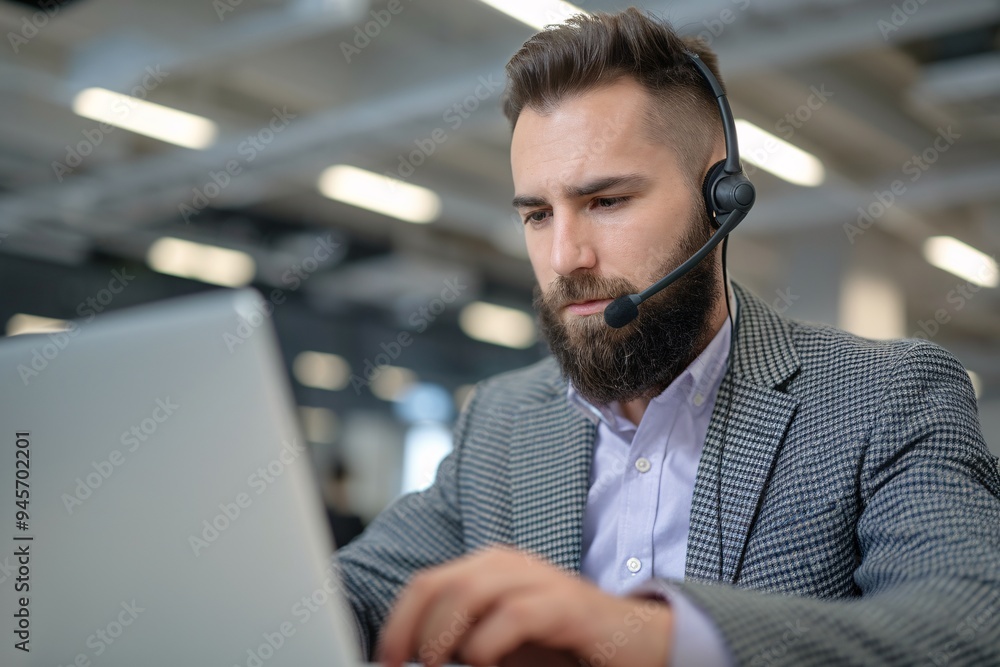 Focused Customer Service: A professional male customer service ...