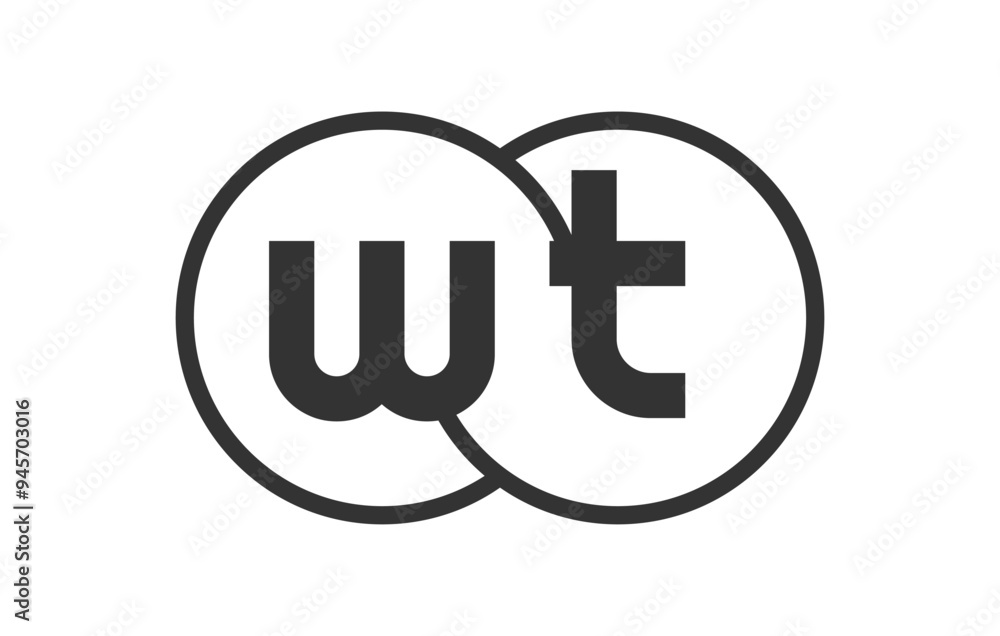 WT business company emblem with outline rounds and letters w t. Logo ...