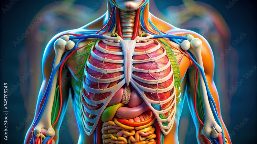 A delicate life-size model of the human body's internal organs ...