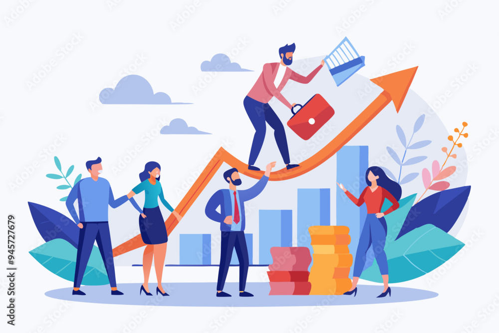 Growth strategy, team collaboration to grow business success, teamwork or partnership to develop ...