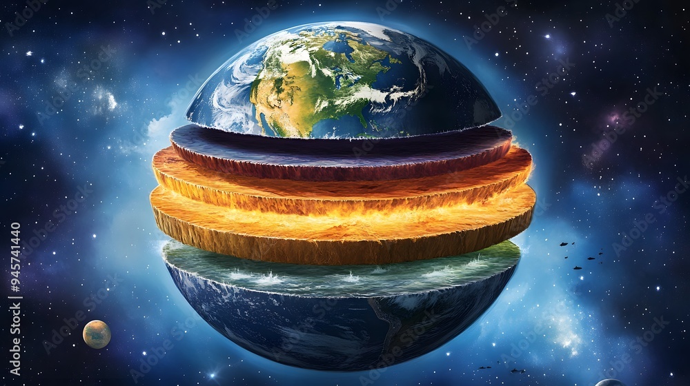 6. The layered structure of Earth is atmosphere depicted in cross ...