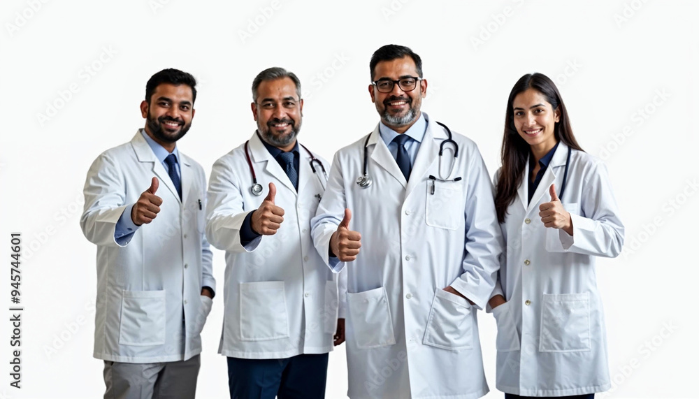 Indian/asian doctors group photo showing success/thumbs up sign ...