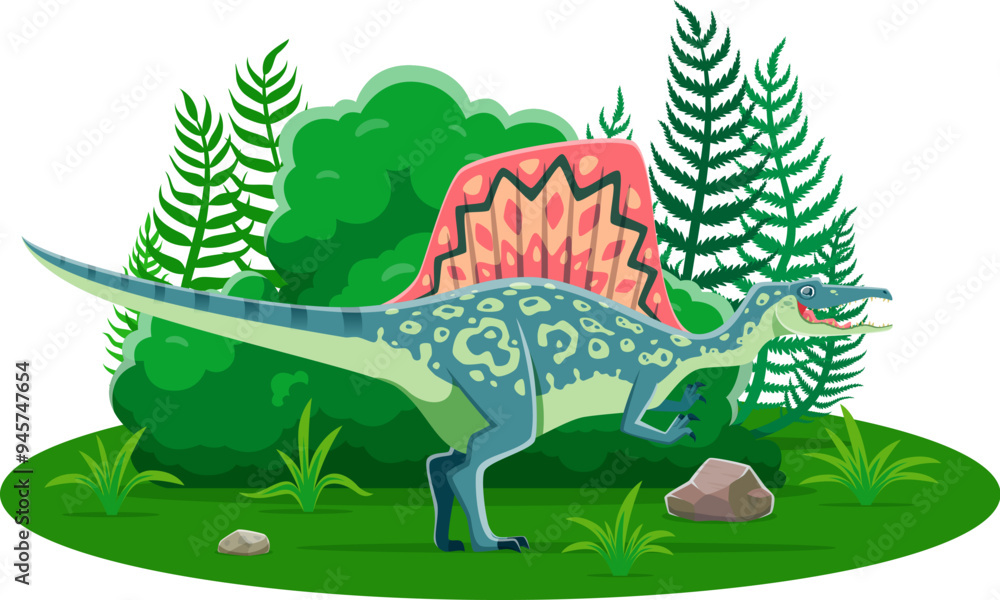 Spinosaurus prehistoric dinosaur cartoon character. Vector theropod ...