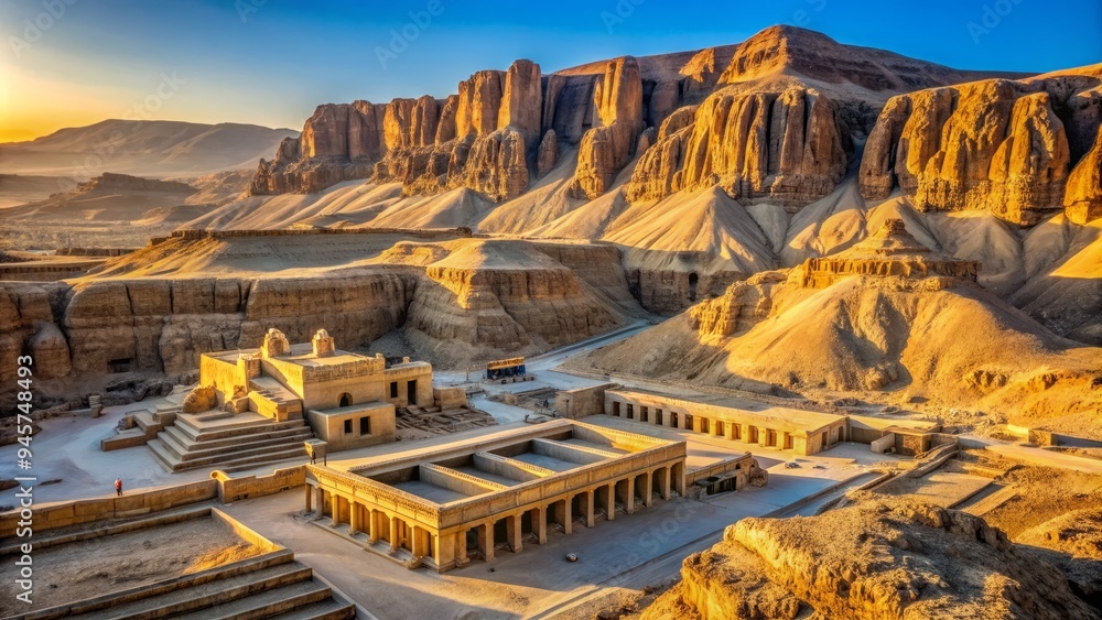 Ancient Theban limestone necropolis sprawls across desert landscape ...